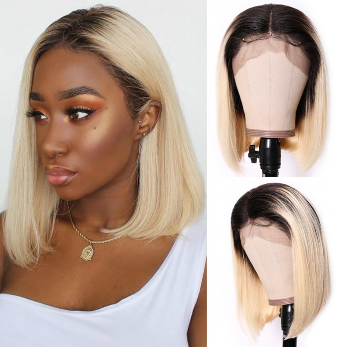 Julia Ombre 13x4 Lace Front Bob Wigs Pre Plucked 613 Color Brazilian