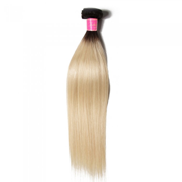 Julia Blonde Straight Bundle Weave With Dark Root 1b 613 Color Human