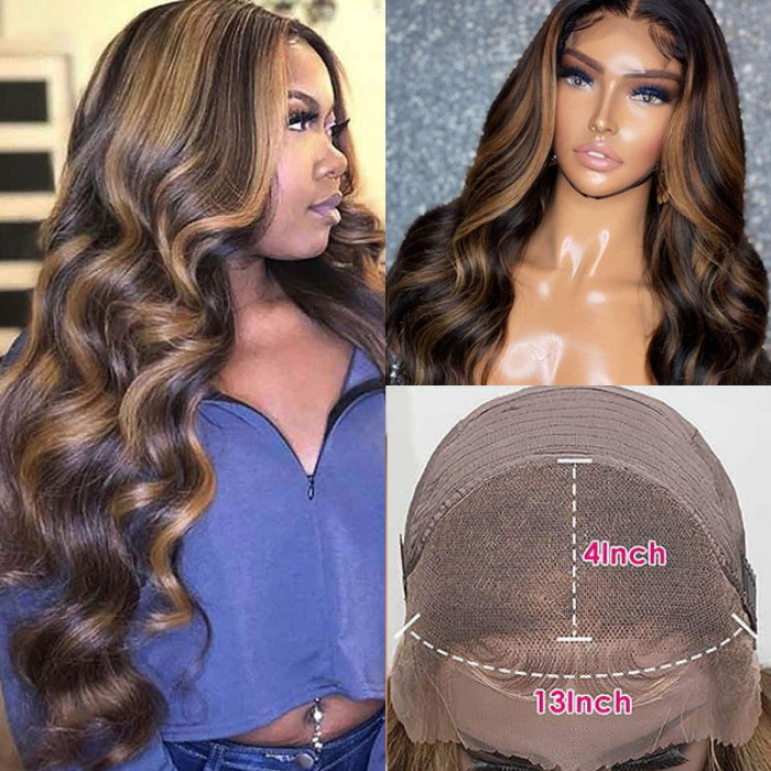Julia Hair Affordable Balayage Highlight 13X5 Lace Part Body Wave Wig ...