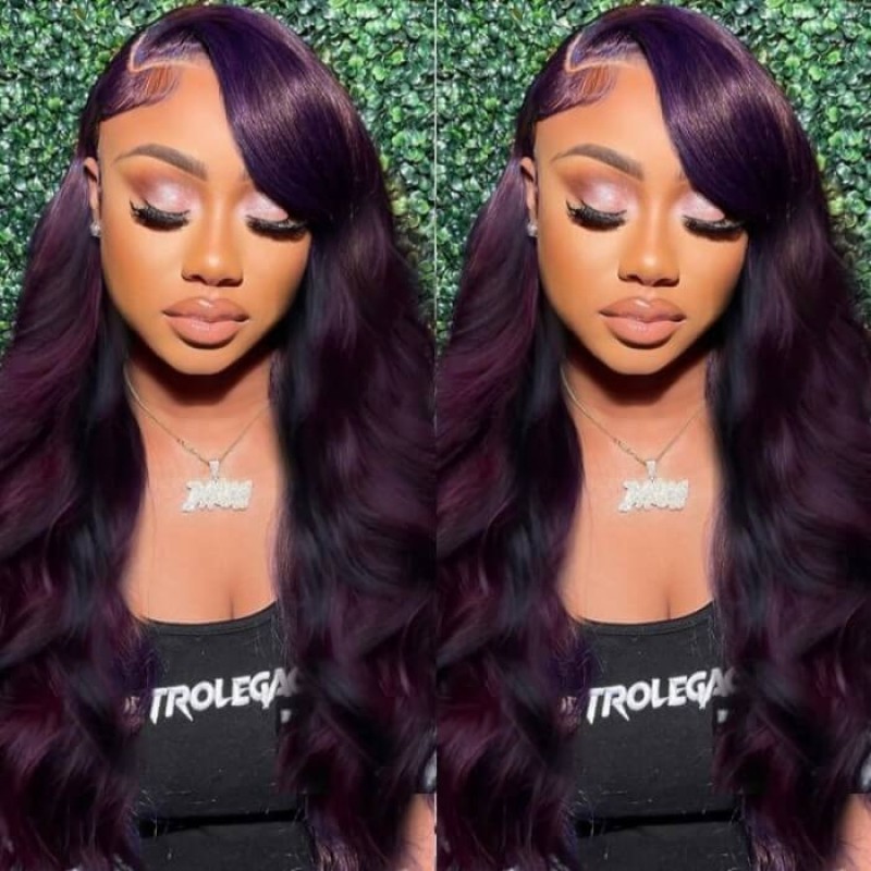Julia Hair Dark Purple Loose Wave Colored Wig Purple Balayage ...