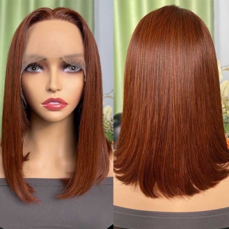 Julia Hair Auburn Colored Bob Wig 13x4 Lace Front Wig Glueless Human ...
