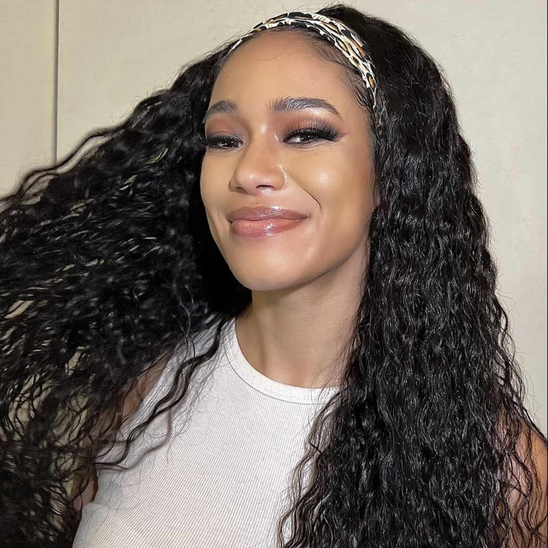 Julia Hair Headband Wigs Human Hair Water Wave Hair Wig No Leave Out No ...