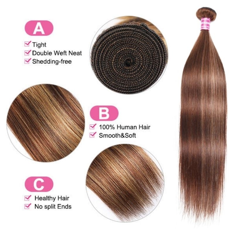 Julia Straight One Bundle Honey Blonde Highlight Color 100% Human Hair Weave | Julia hair